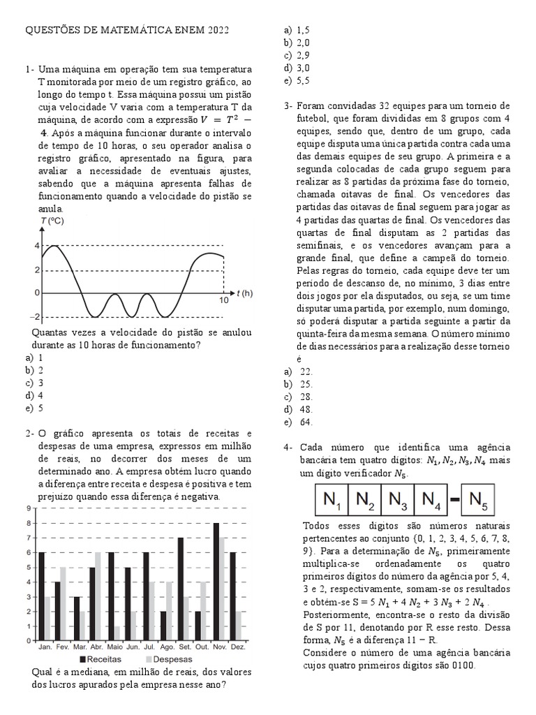 QUESTÕES DE MATEMÁTICA ENEM 2022 | PDF