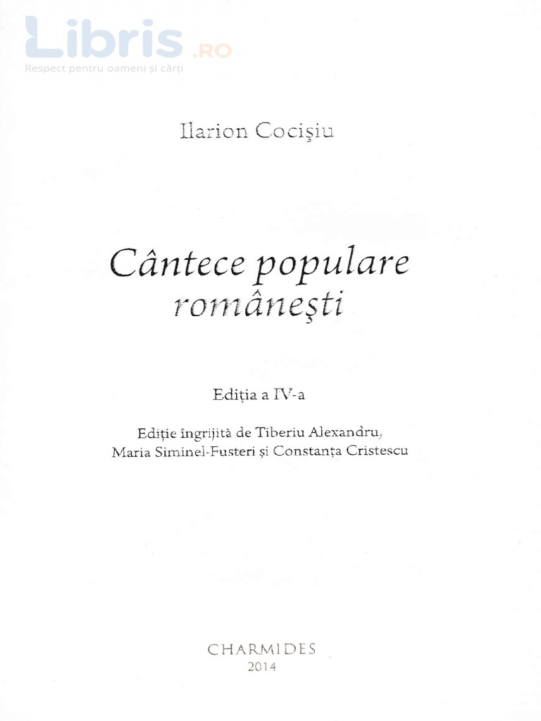 Cantece populare romanesti - Ilarion Cocisiu | PDF