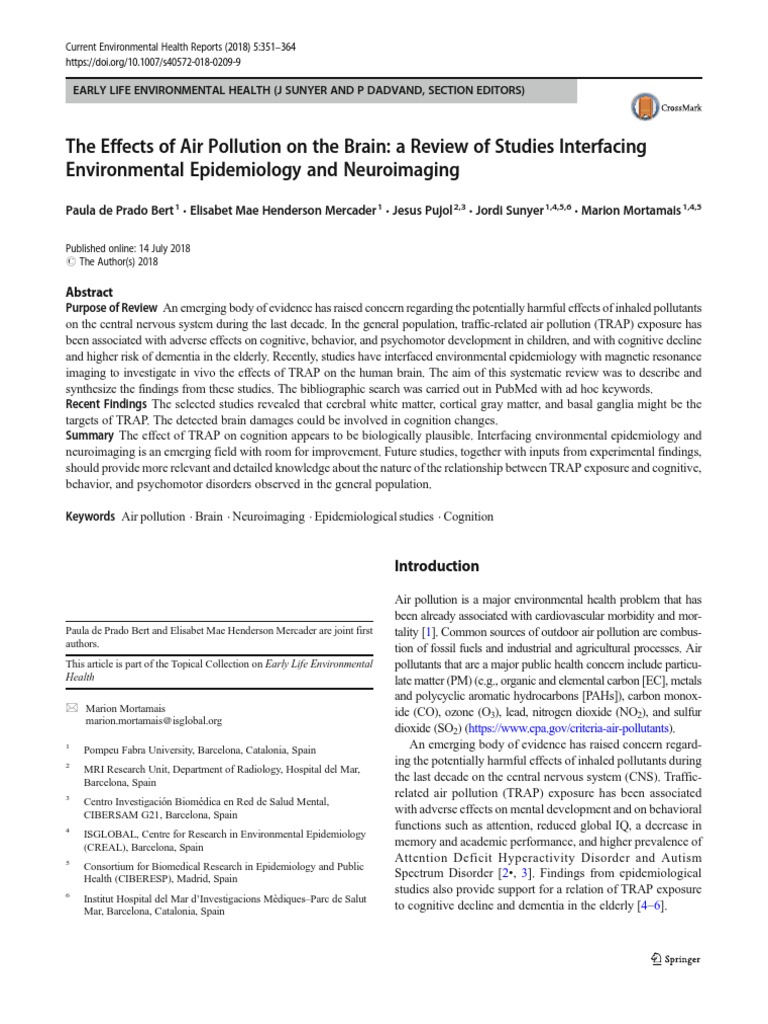 De Prado Bert, P, Et Al. (2018) - The Effects of Air Pollution On The ...