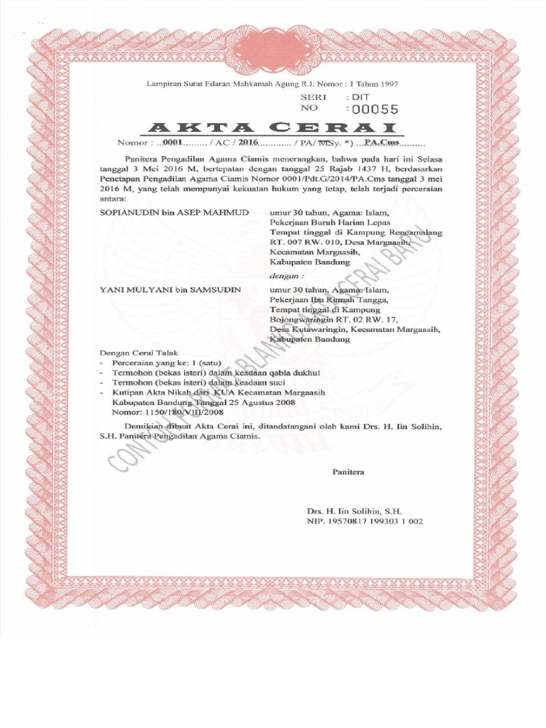 Dokumen - Tips - Blanko Akta Cerai | PDF