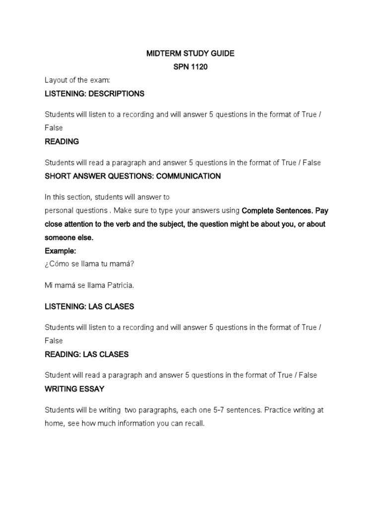 Midterm Exam Study Guide | PDF