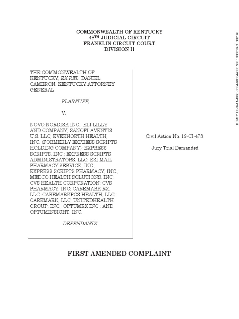 Kentucky v. CVS Caremark, Optum RX, and Express Scripts | PDF