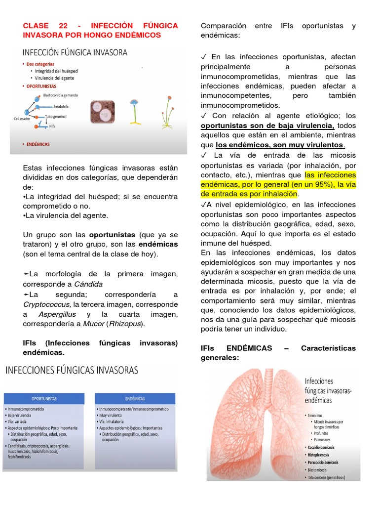Clase 22 - IFIs POR HONGOS ENDÉMICOS | PDF | Tuberculosis | Hongo