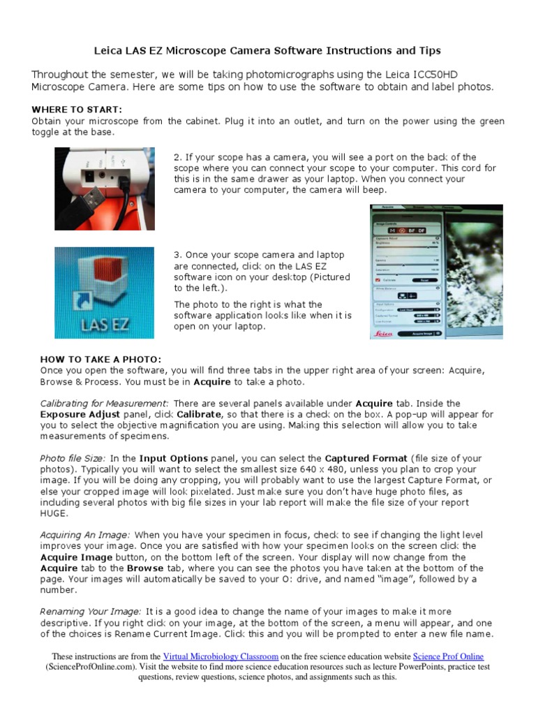 How To Use Leica LAS EZ Microscope Camera Software | PDF
