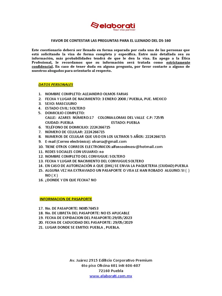Formato para DS-160. 2018 | PDF | Política | Ciencias sociales