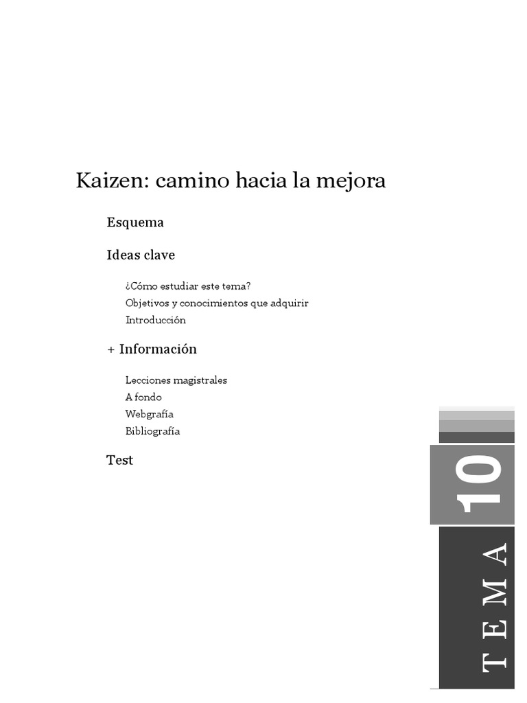 Test sobre Kaizen y mejora continua | PDF