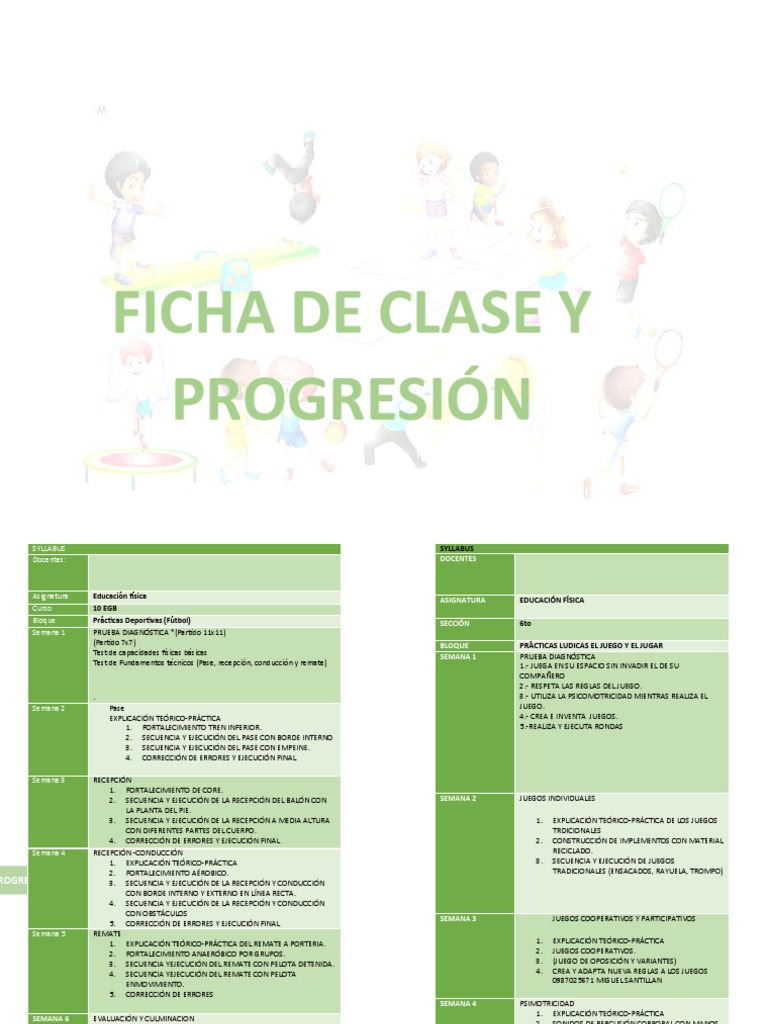 Borrador Ejemplo Ficha de Clase y Progresión (1) | PDF