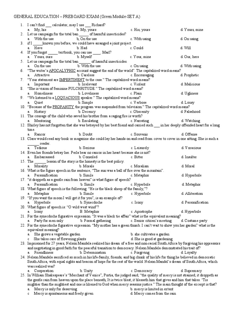 General Education-Preboard | PDF | General Fiction