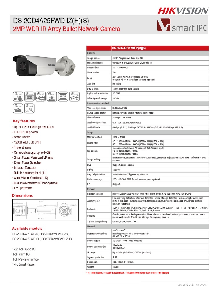 Hikvision - Ds 2cd4a25fwd Izhs - Data Sheet | PDF