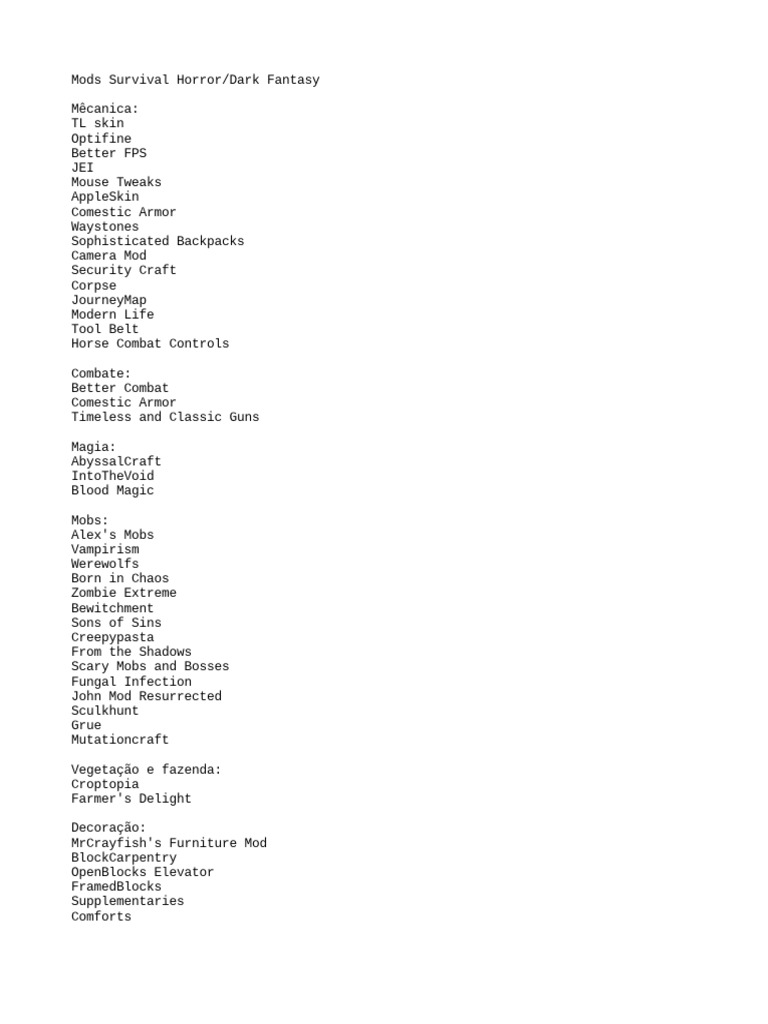 Mods de Horror - Minecraft | PDF | Young Adult