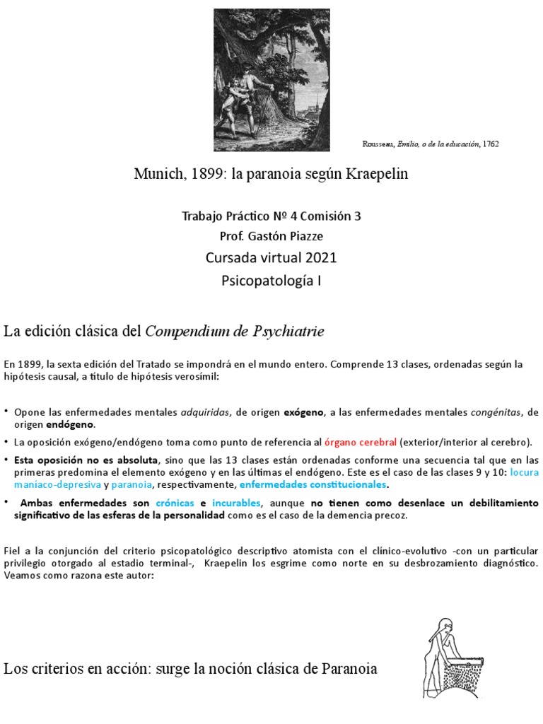 Paranoia en Kraepelin Powerpoint TP #4 Comisión 3 | PDF | Engaño | Esquizofrenia