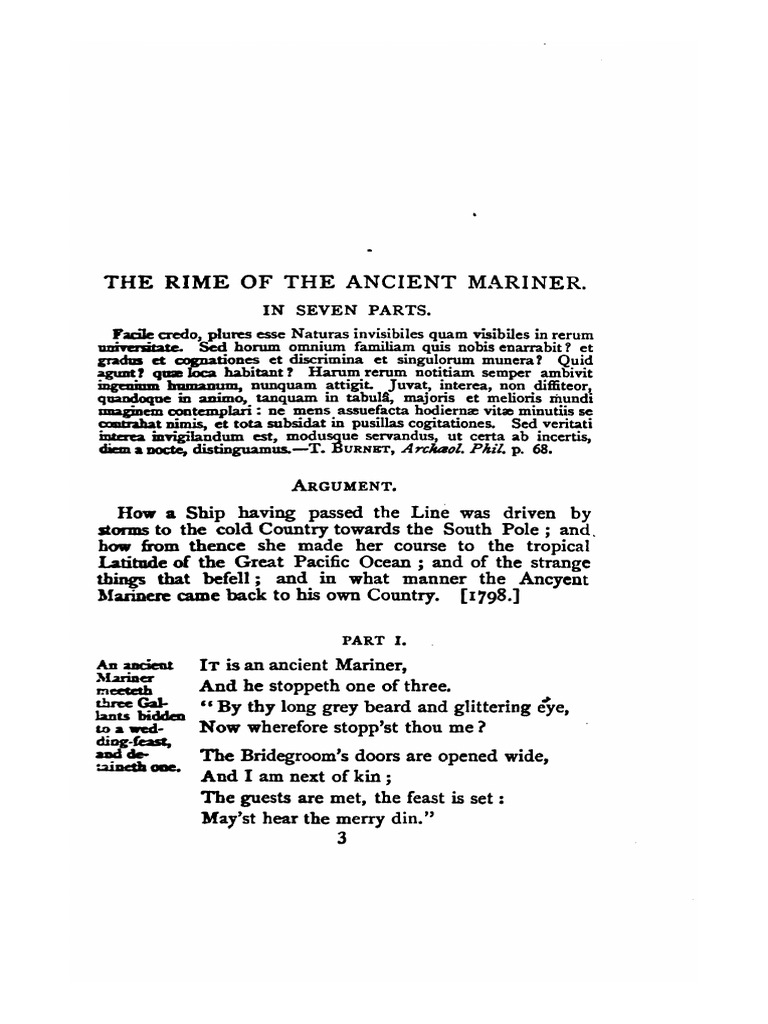 S. T. Coleridge, 'The Rime of The Ancient Mariner' | PDF