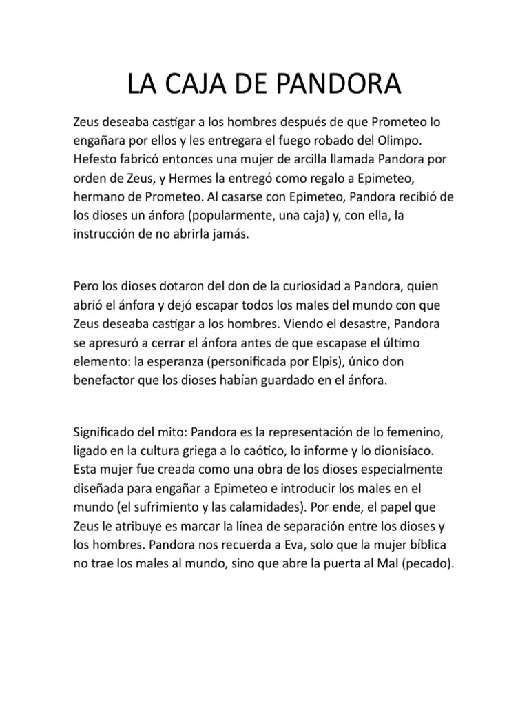 Mito de la Caja de Pandora | PDF