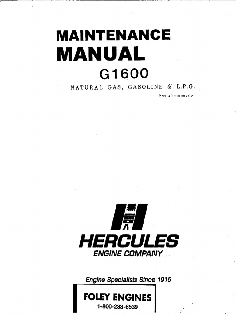 Hercules G1600 Service Manual | PDF