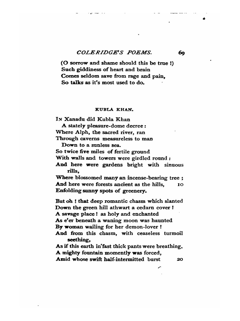 S. T. Coleridge, 'Kubla Khan' | PDF