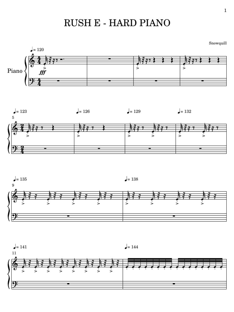 Rush E Hard Piano Sheet Music PDF | PDF