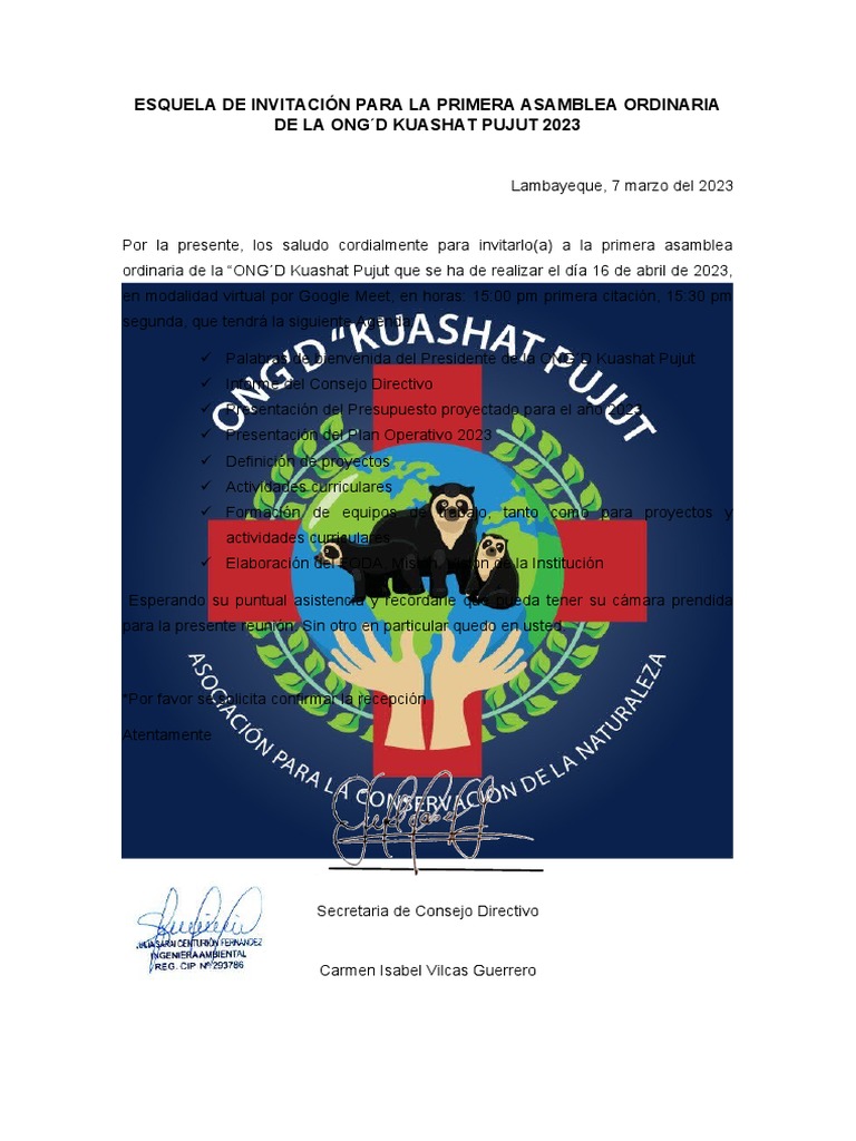 Asamblea Virtual ONG Kuashat Pujut | PDF | Crecimiento personal y ...