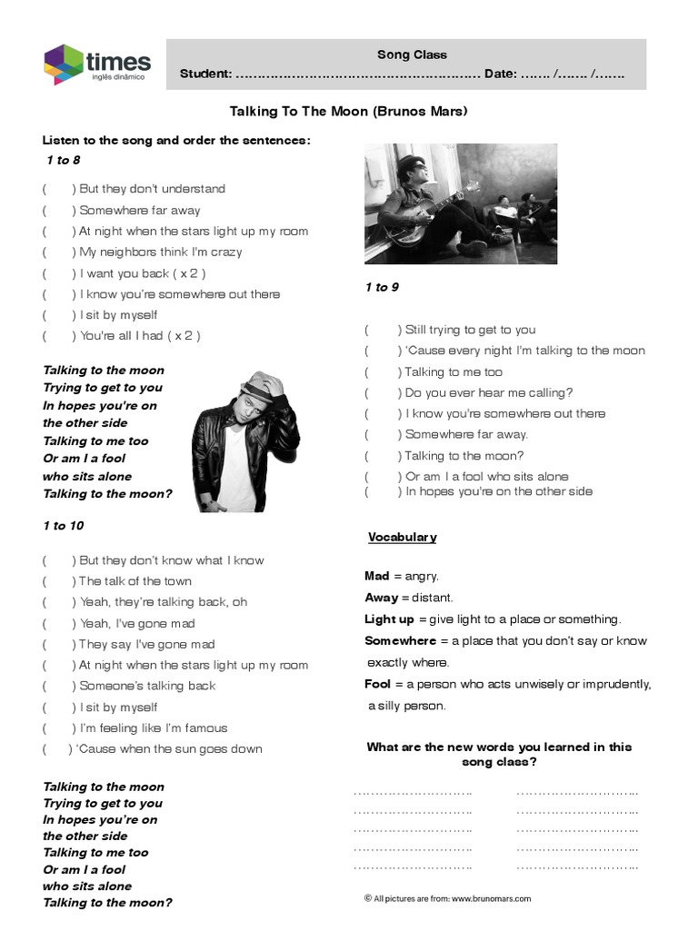Students - Talking To The Moon - Worksheet | PDF