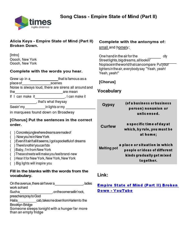 Students - Song Class - Alicia Keys | PDF