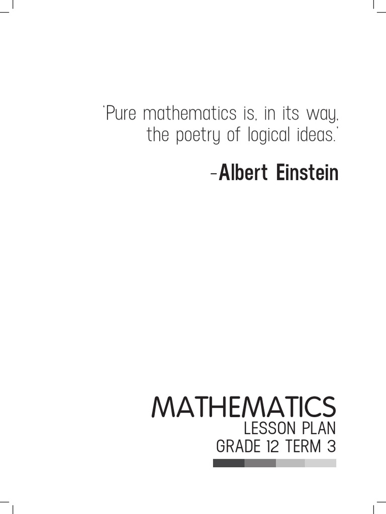 Gr 12 Term 3 2019 Maths Lesson Plan(0) | PDF