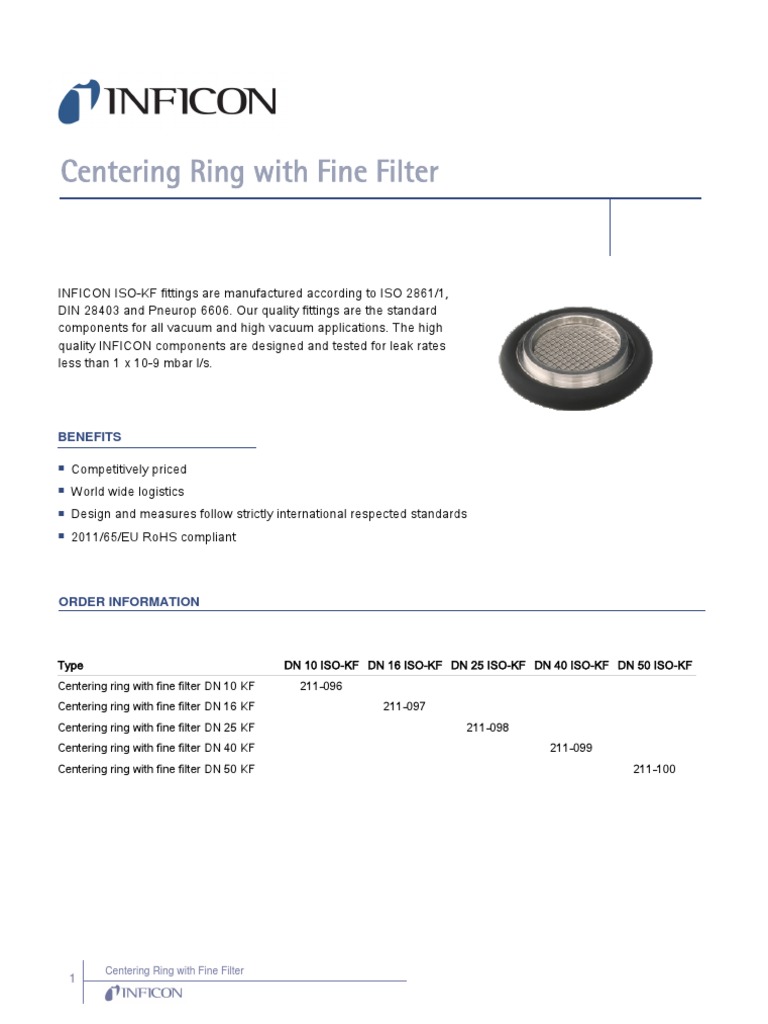 Datasheet - Centering Ring With Fine Filter - en Us | PDF | Stainless ...
