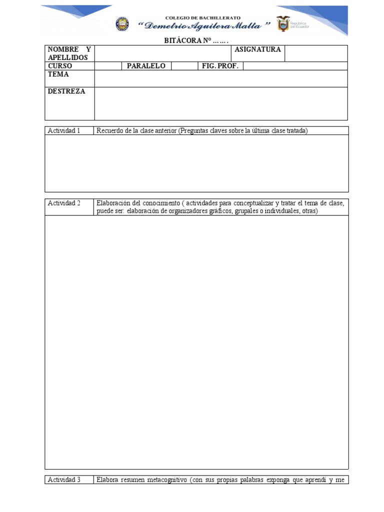 Modelo de Bitacora 2023 | PDF | Informática