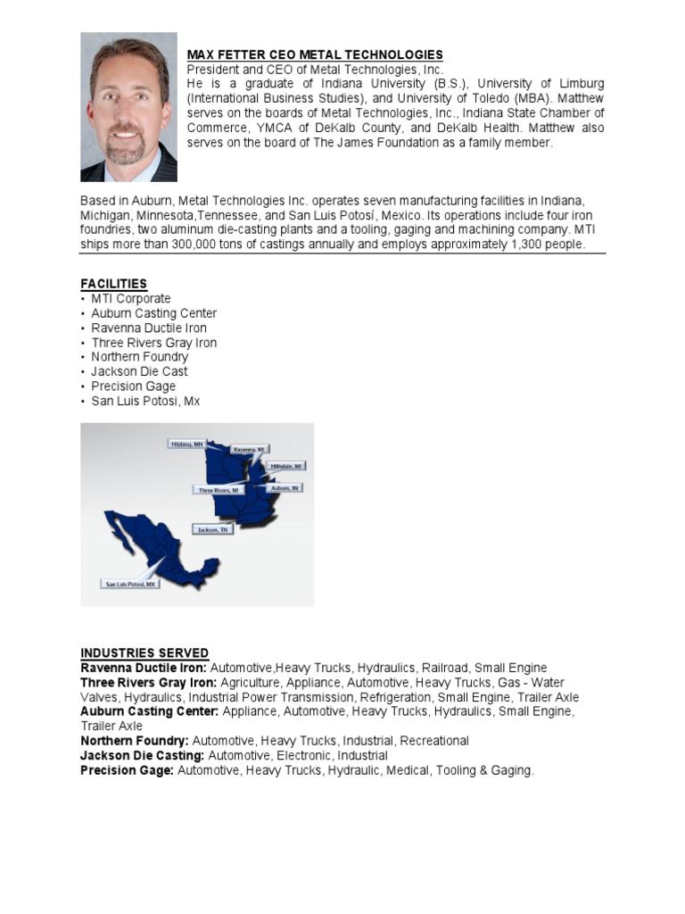 Matt Fetter Metal Technologies | PDF