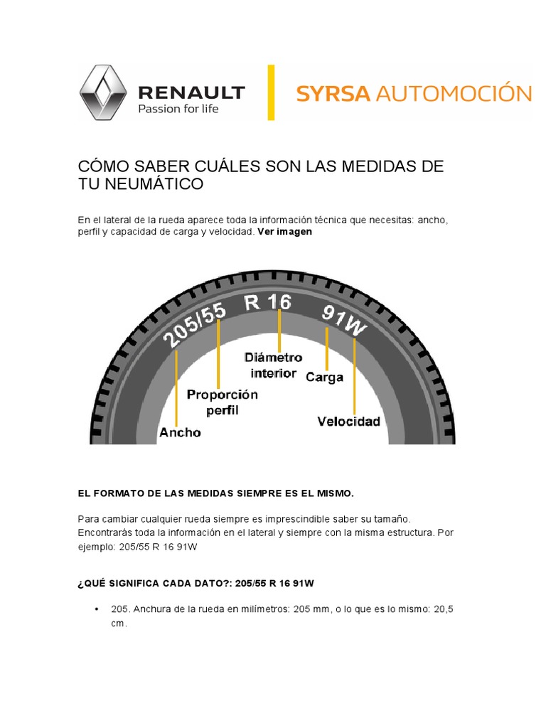 Como Saber Cuales Son Las Medidas de Tu Neumatico | PDF