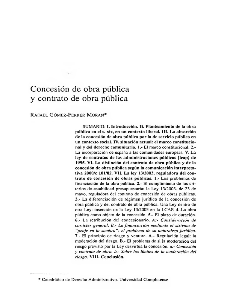 Gómez-Ferrer Moran - Concesión de Obra Pública y Contrato de Obra ...
