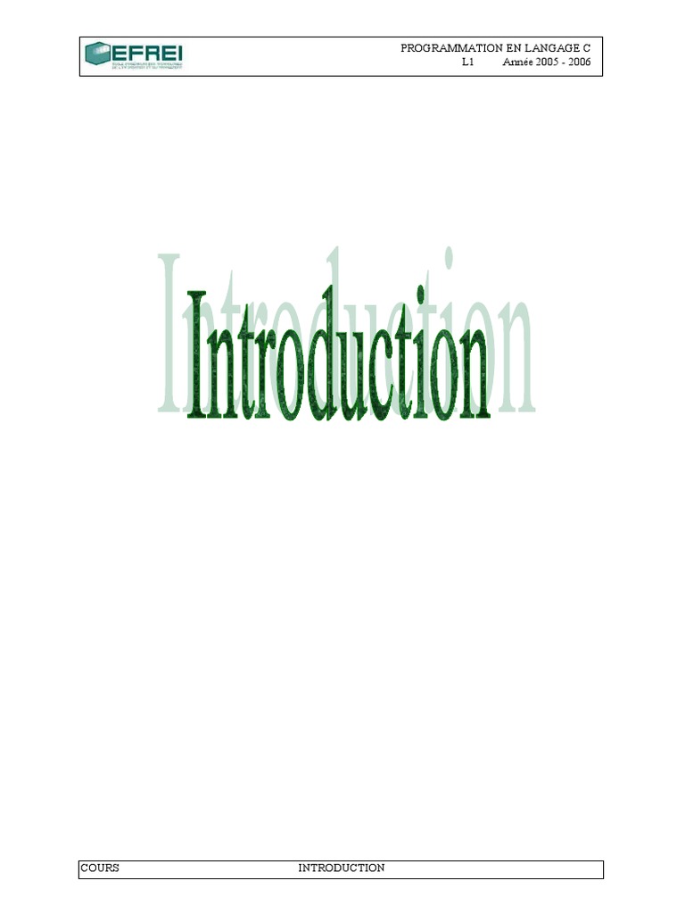 Cours 1 - Introduction | PDF | Langage de programmation | Programmation