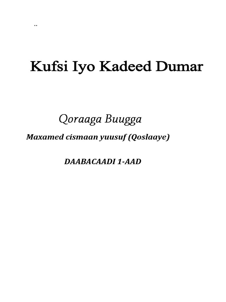 @sheekoyin - Kufsi Iyo Kadeed Dumar | PDF