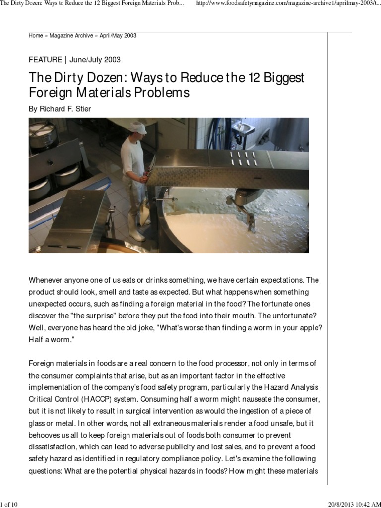 fm3 - The Dirty Dozen - Ways To Reduce The 12 Biggest Foreign Materials ...