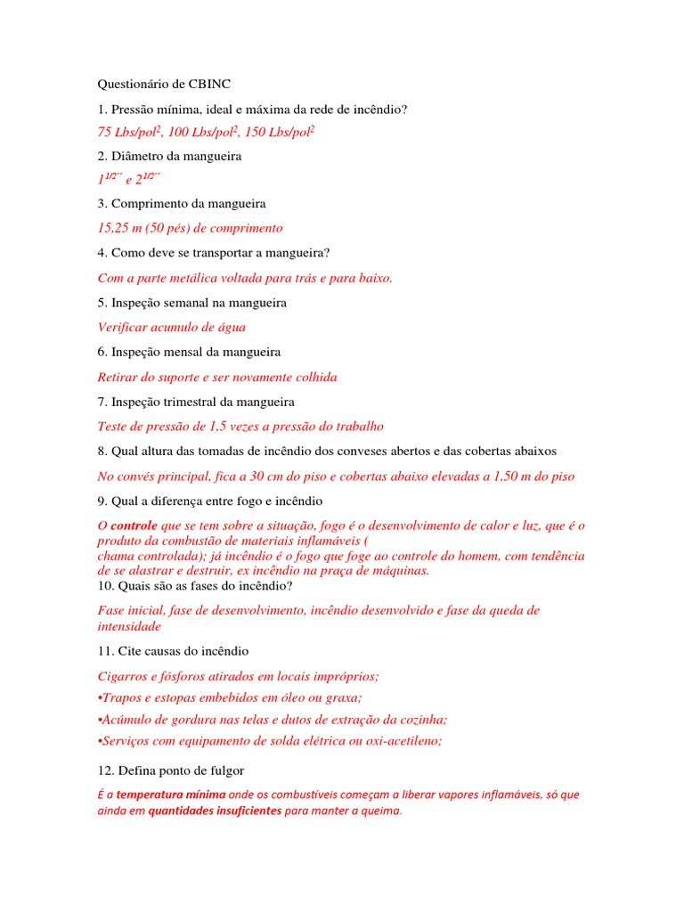 Questionário de CBINC | PDF