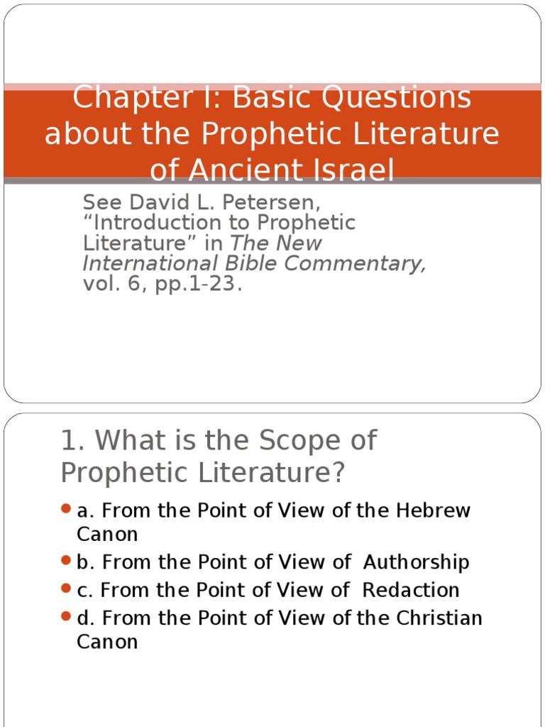 Basic Questions On Prophetic Literature | PDF | Nevi'im | Prophet