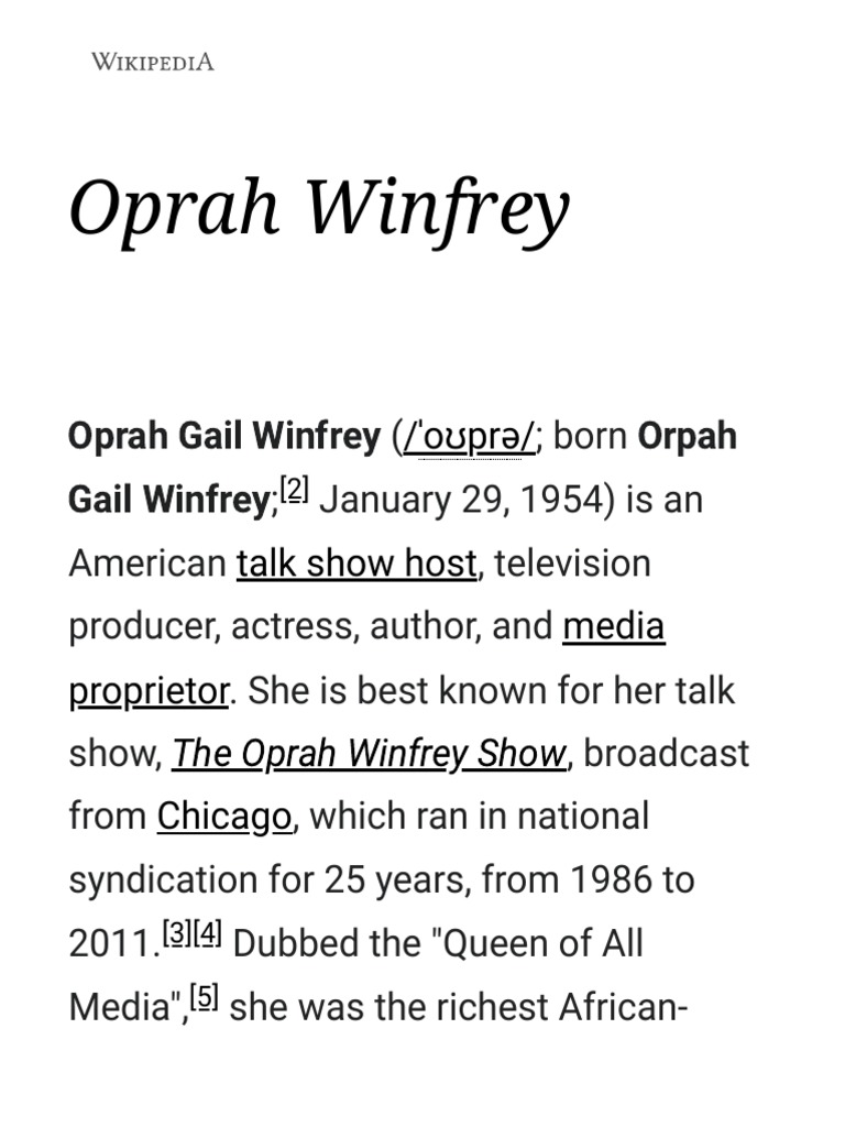 Oprah Winfrey - Wikipedia | PDF | Art