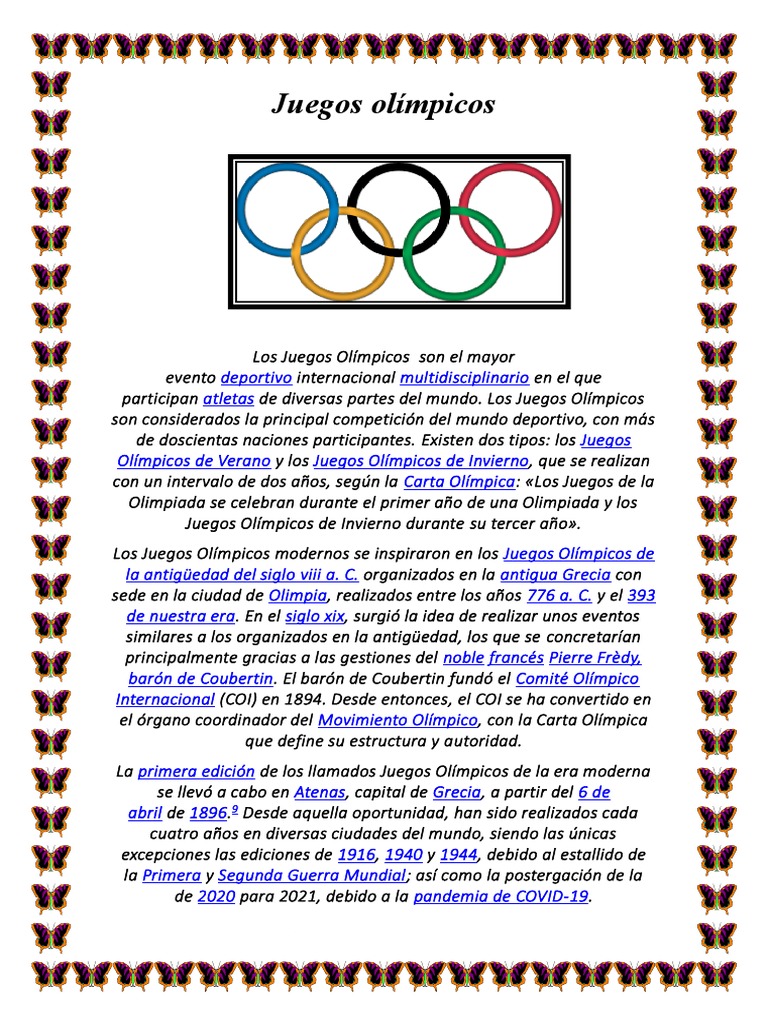 Juegos olímpicos | PDF | Juegos olímpicos | Deportes olímpicos