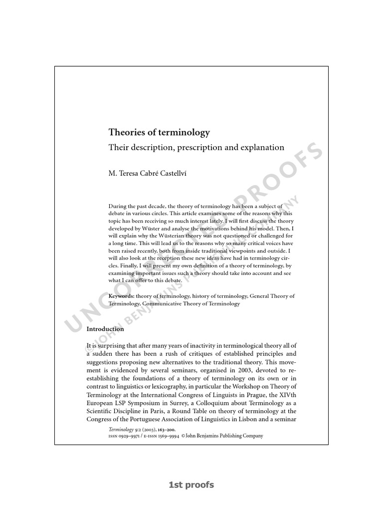 Cabre Terminology | PDF | Theory | Reason