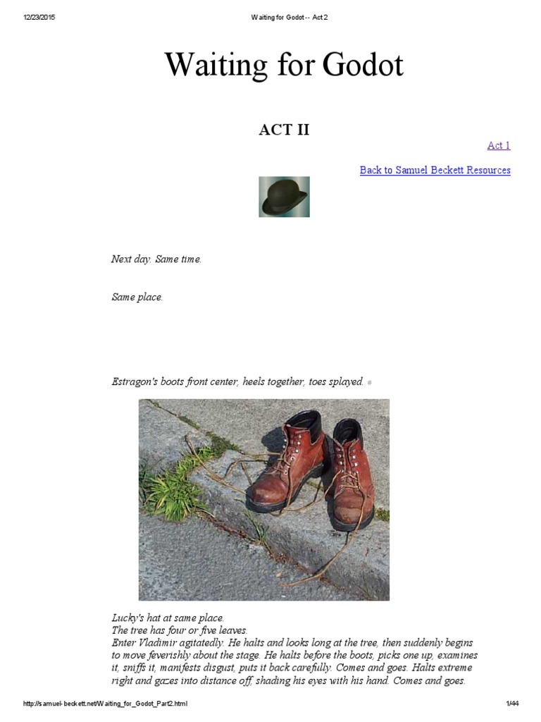 Waiting for Godot: Act 2 Text | PDF | Samuel Beckett