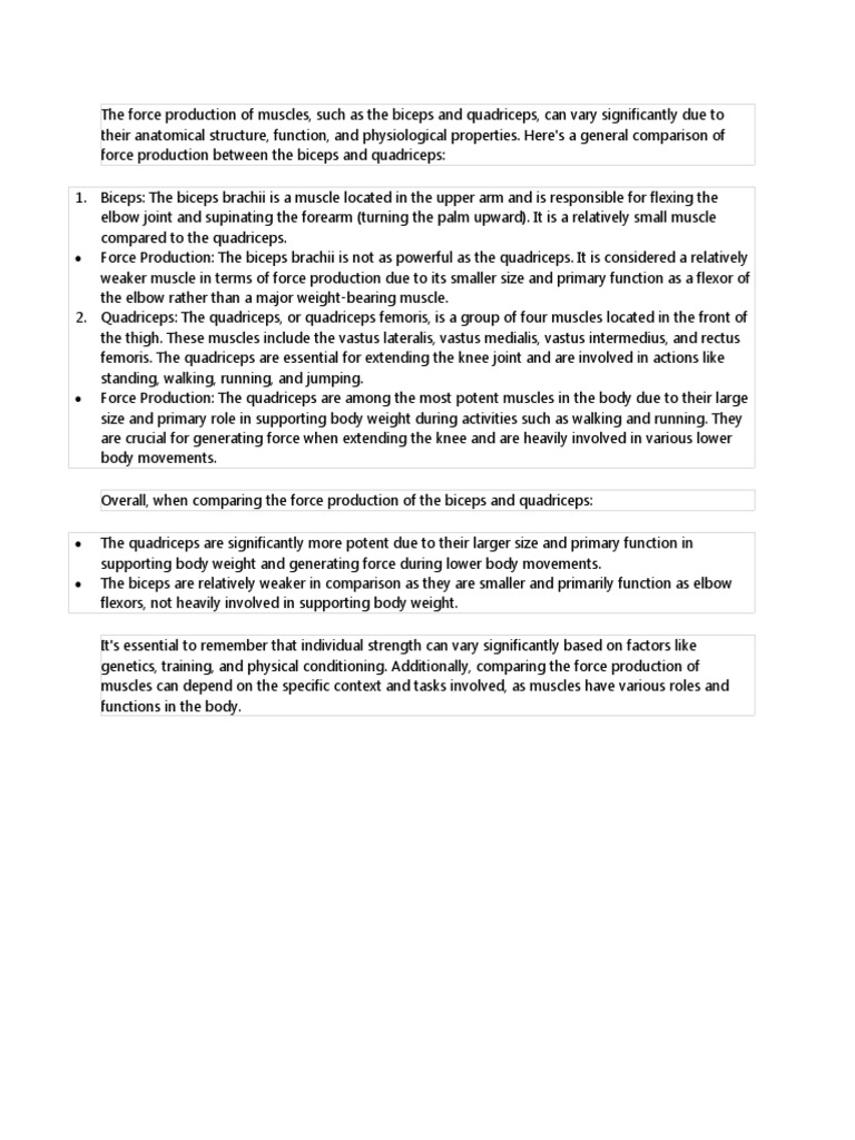 The Force Production of Muscles | PDF