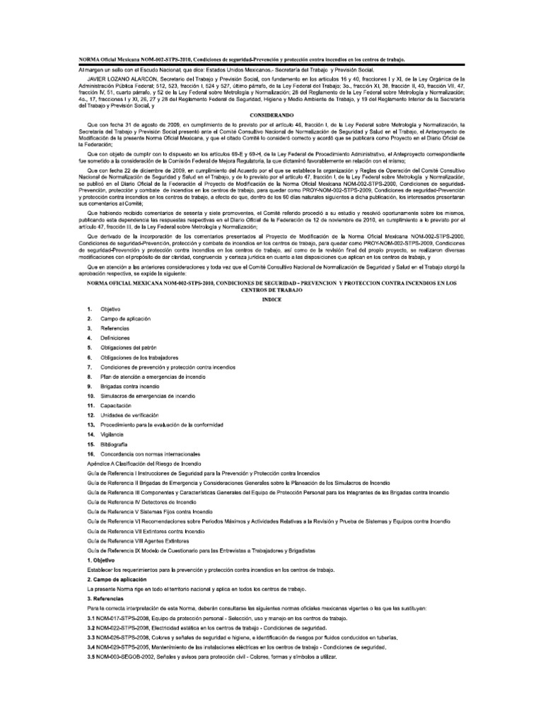 NORMA Oficial Mexicana NOM-002-STPS-2010, Condiciones de Seguridad ...