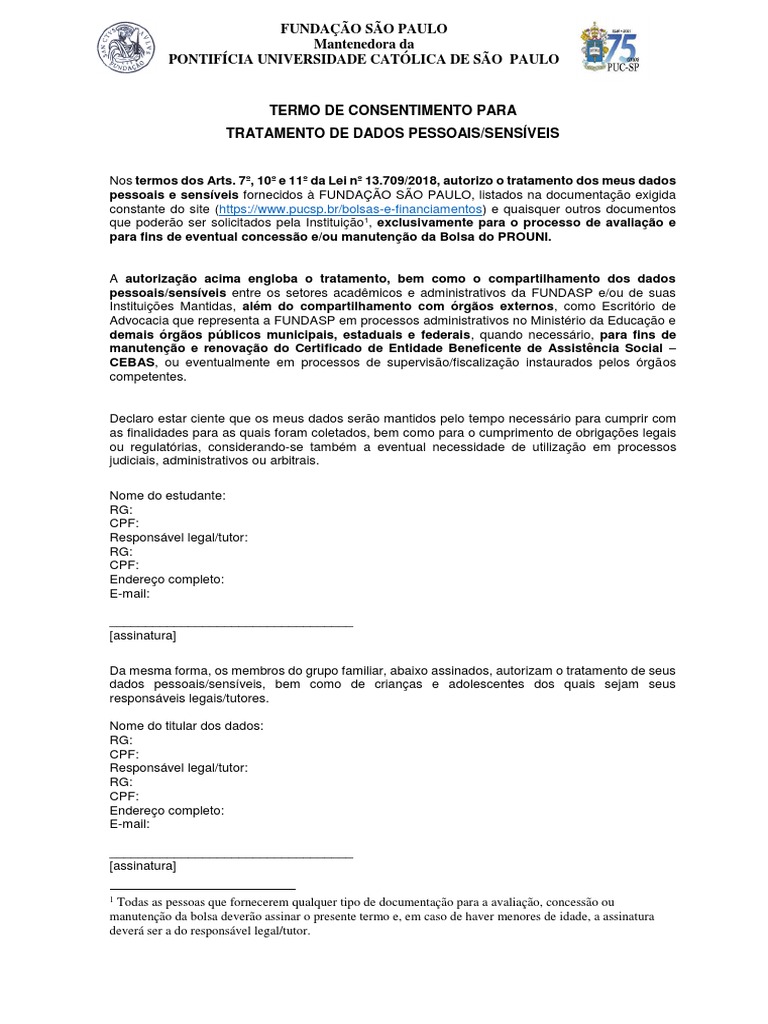 Termo de Consentimento PRONI | PDF | Ciências Sociais | Direito
