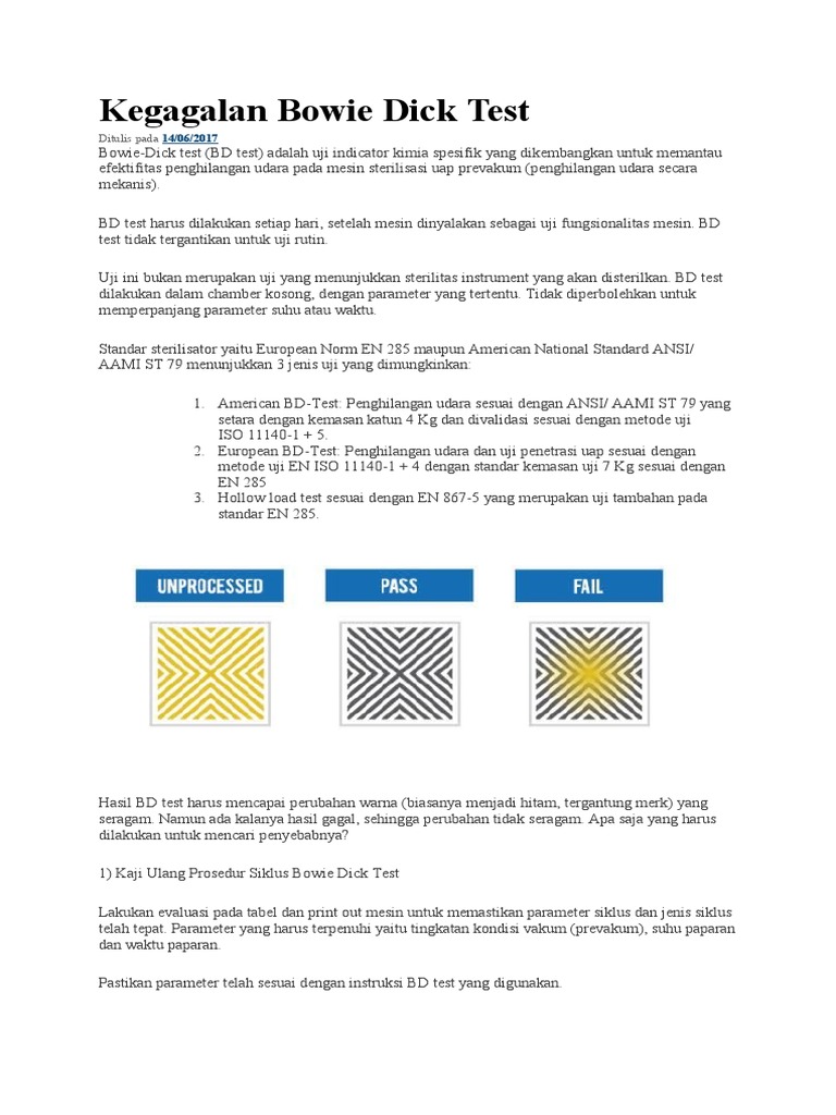 Kegagalan Bowie Dick TEST | PDF
