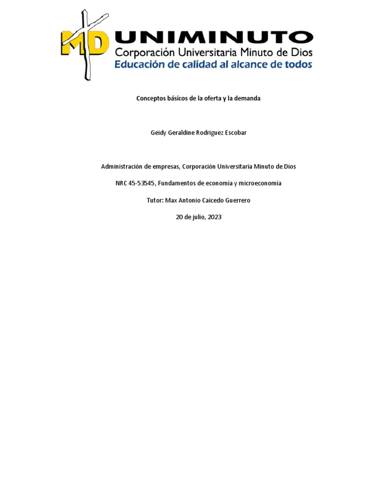 Conceptos Básicos de La Oferta y La Demanda NRC53545 Geidy Rodriguez Id ...