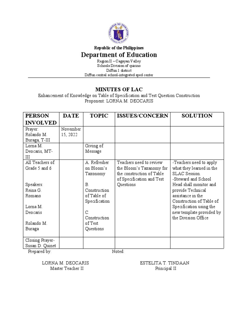 Tos Construction Minutes | PDF