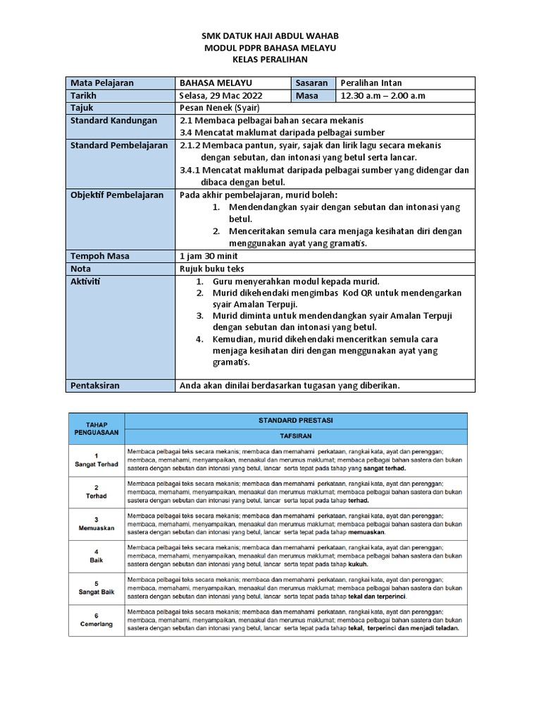 Modul M2 Peralihan (Selasa) | PDF