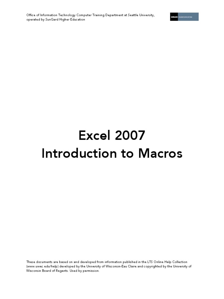 Excel 2007 Introduction To Macros | PDF | Macro (Computer Science) | Computer Keyboard