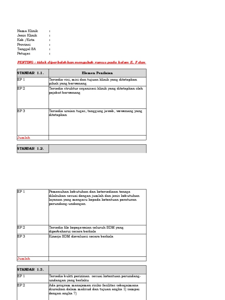TEMPLATE SA AKREDITASI KLINIK (Edit 02052023) | PDF TEMPLATE SA AKREDITASI KLINIK (Edit 02052023) | PDF