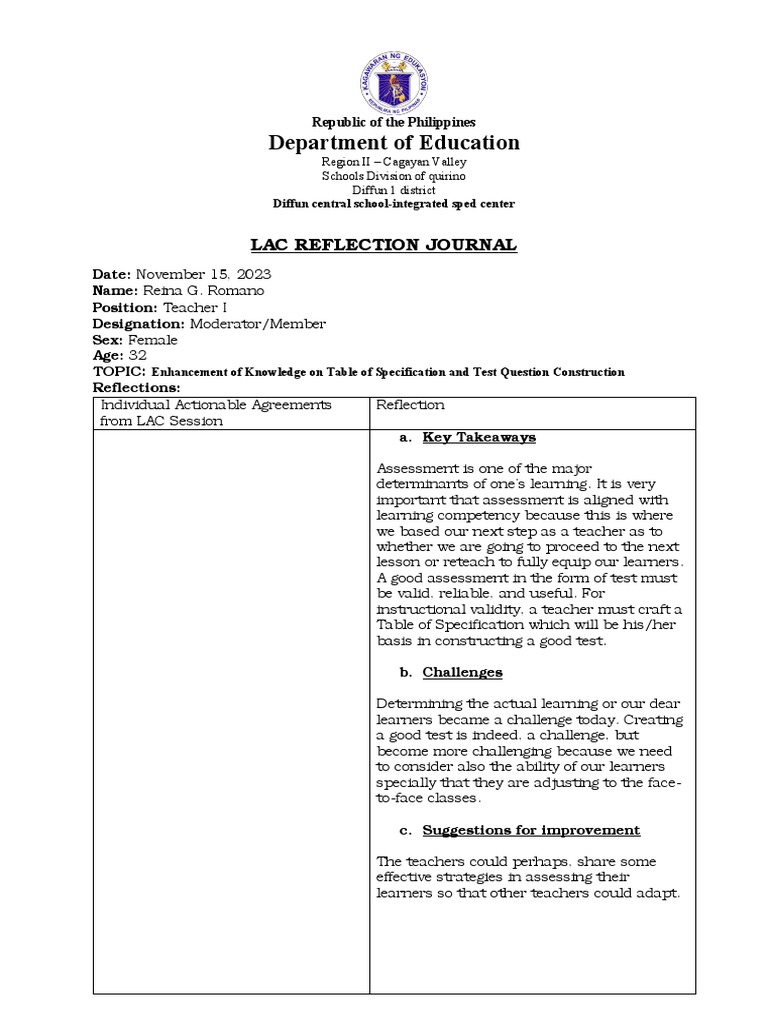 Lac Reflection Notes | PDF