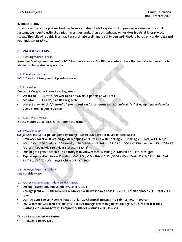 Utility Quick Stimate Rule of Thumb | PDF