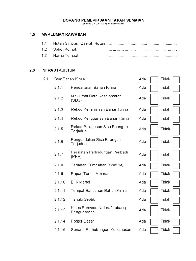 Borang Semakan Tapak Semaian | PDF